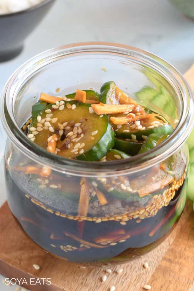 Japanese Pickled Cucumbers With Ginger | Soya Eats