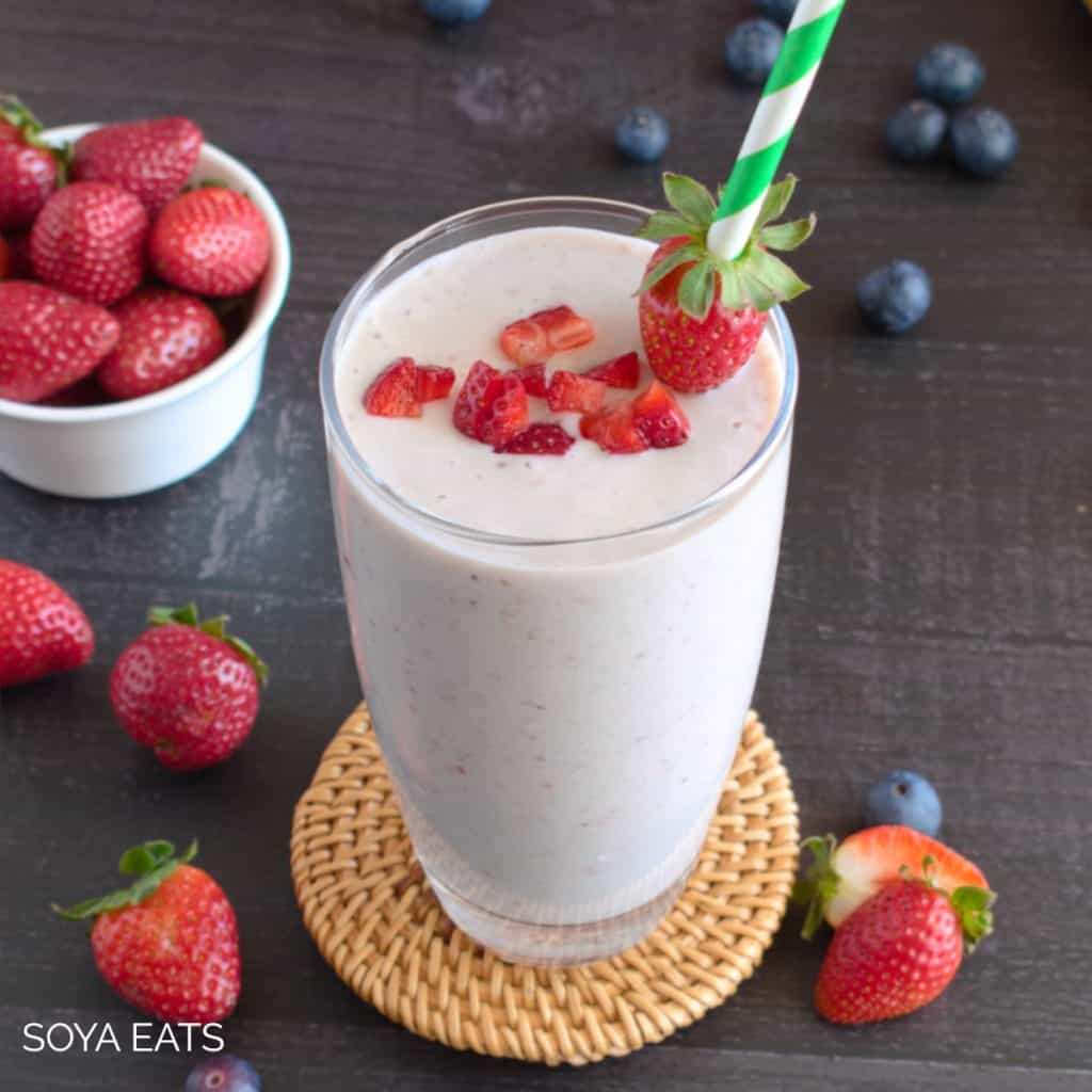 Silken Tofu Strawberry Smoothie | Soya Eats